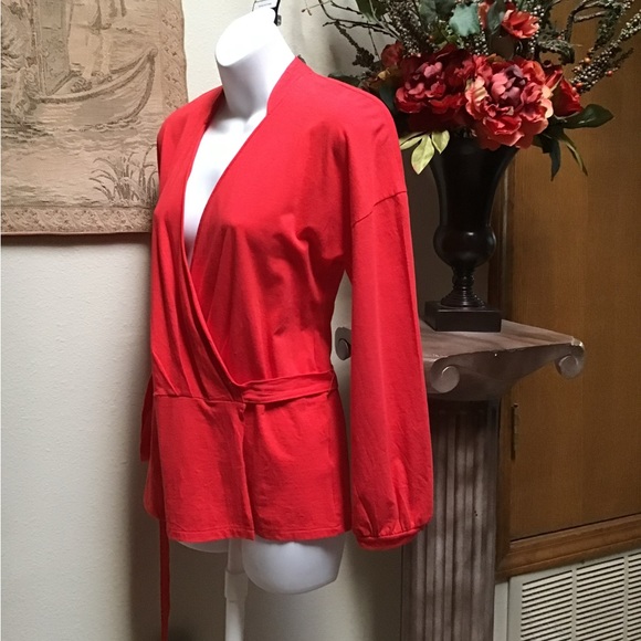 J. Crew | Tops | Jcrew Orange Wrap Blouse Nwt Long Sleeve Small Long ...